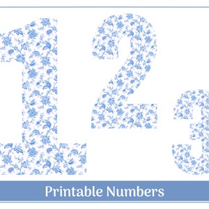 Blue Floral Alphabet Clip Art: Printable Letters & Numbers (A-Z, 0-9 ...