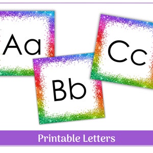 Rainbow Glitter Classroom Center Signs: Printable Template (digital ...