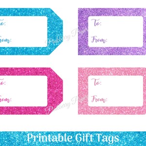 Glittered Gift Tags DIY Printable Labels 4 Glitter Design Colors - Etsy