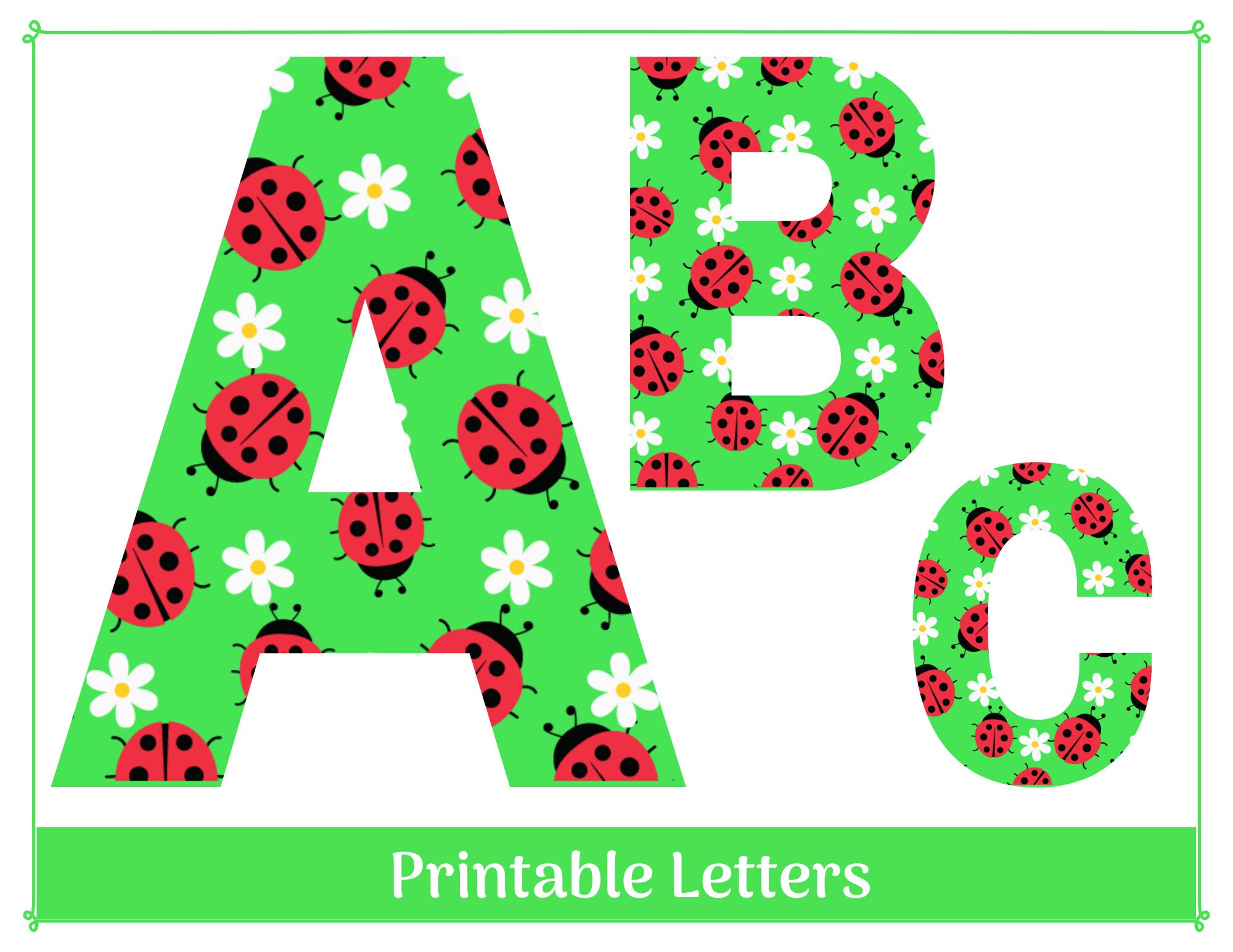 Ladybug Alphabet Clip Art: Printable Letters A-Z, Numbers 0-9 (digital ...