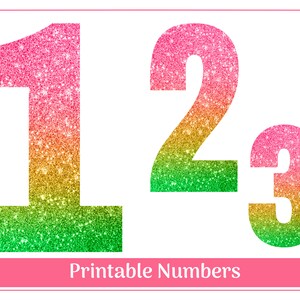 Green, Pink Glitter Alphabet Letters A-Z, Numbers 0-9 | Printable ...