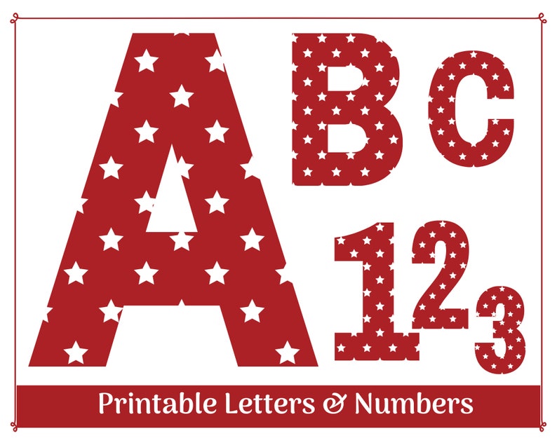 Patriotic Star Alphabet & Number Clip Art (digital Download) - Etsy