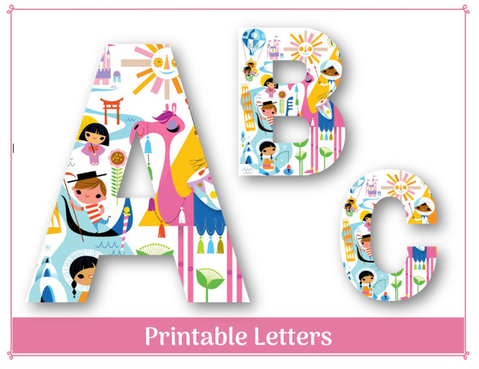 Multicultural Small World Alphabet Letters A-Z, Numbers 0-9 Banner ...