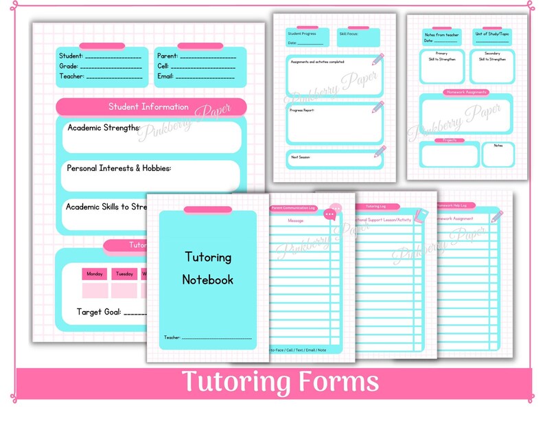 Tutoring Forms Student Information Parent Communication - Etsy