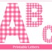 Pink Plaid Alphabet Clip Art Letters A-Z and Numbers 0-9 Printable & Resizable Letters Banner ...