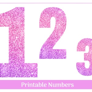 Pink Purple Ombre Glitter Alphabet Letters A-Z, Numbers 0-9 | Banner, Bulletin Board Sets ...