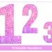 Pink Purple Ombre Glitter Alphabet Letters A-Z, Numbers 0-9 Banner ...