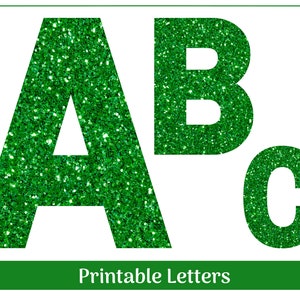 Green Glitter Alphabet Clip Art: Printable Letters & Numbers (A-Z, 0-9 ...