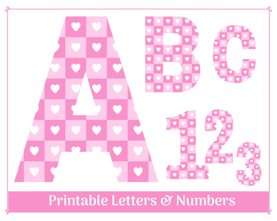 Valentine Alphabet Letters A-Z, Numbers 0-9 | Printable Banner ...