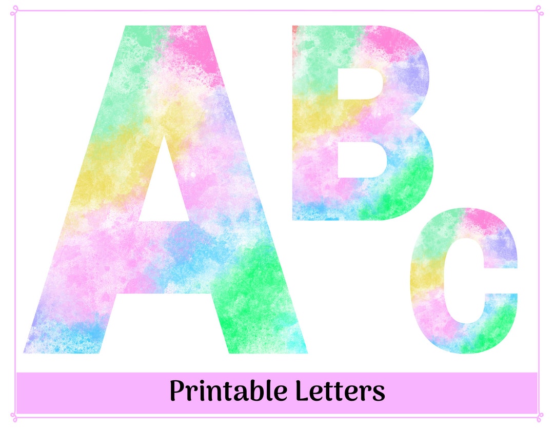 Pastel Watercolor Alphabet Letters A-Z, Numbers 0-9 | Printable Banner ...