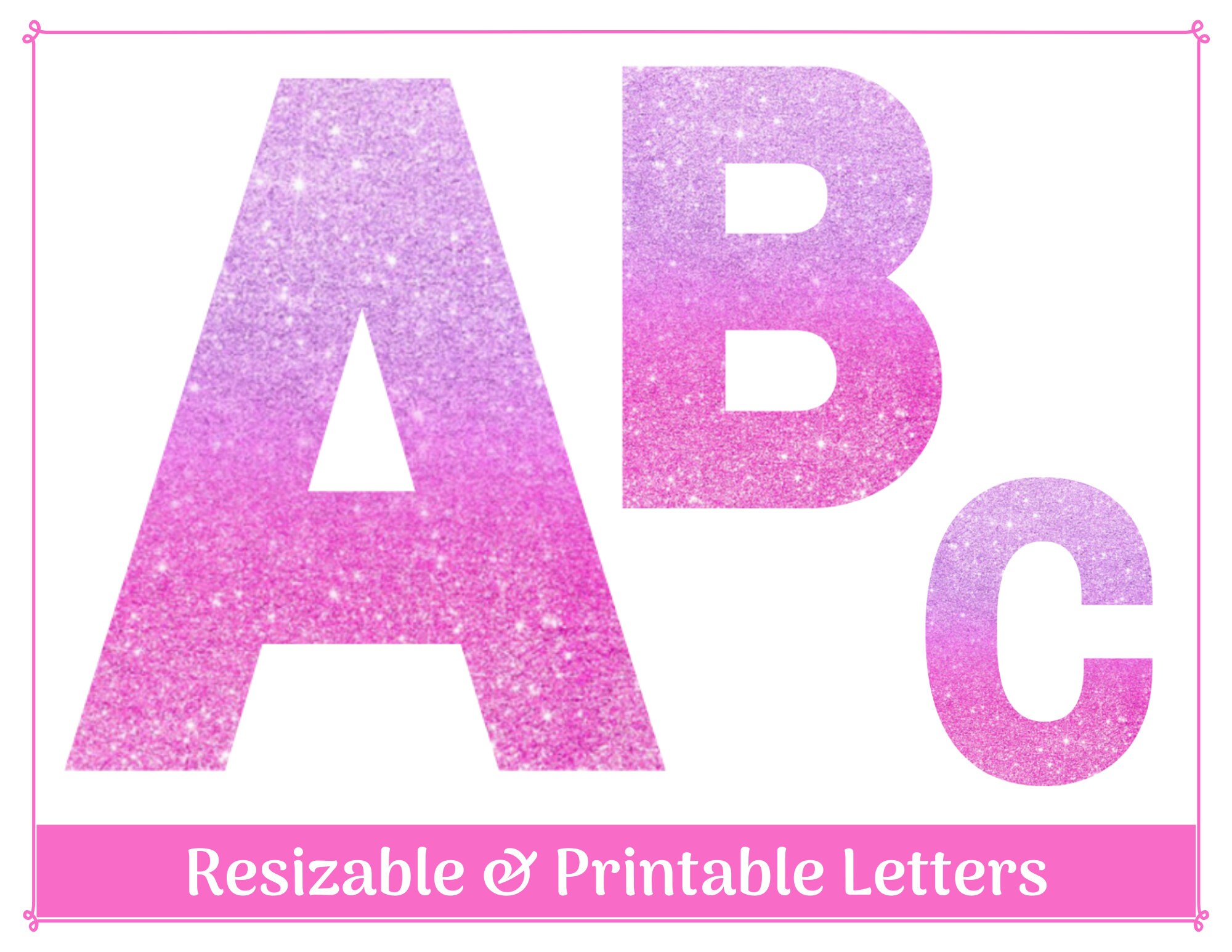 Printable Alphabet Letters A-Z: Pink Glitter Clip Art (digital Download ...