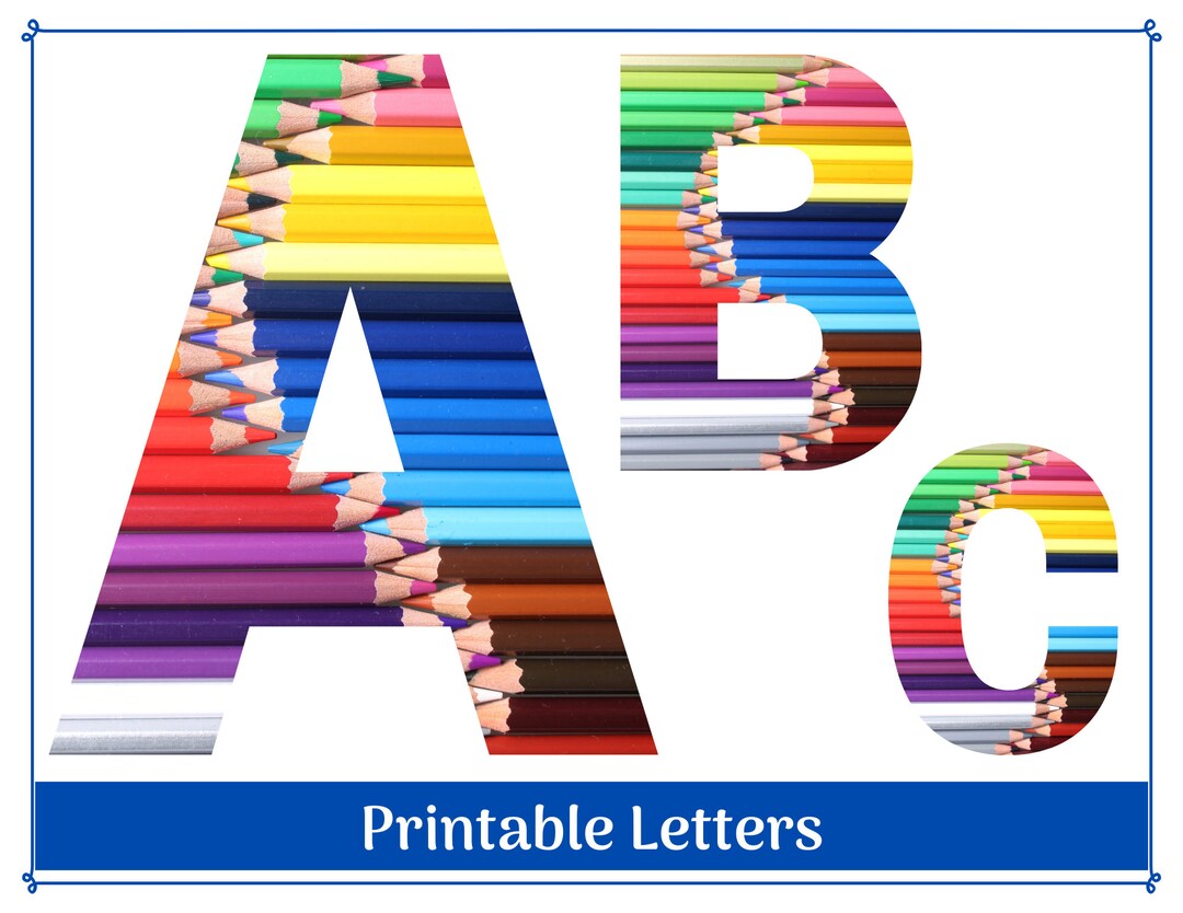 Colored Pencils Alphabet Letters A-Z, Numbers 0-9 | Banner, Bulletin Board, Scrapbook ...