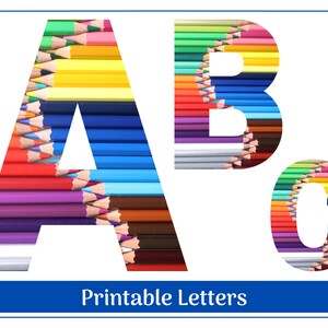 Colored Pencils Alphabet Letters A-Z, Numbers 0-9 | Banner, Bulletin ...