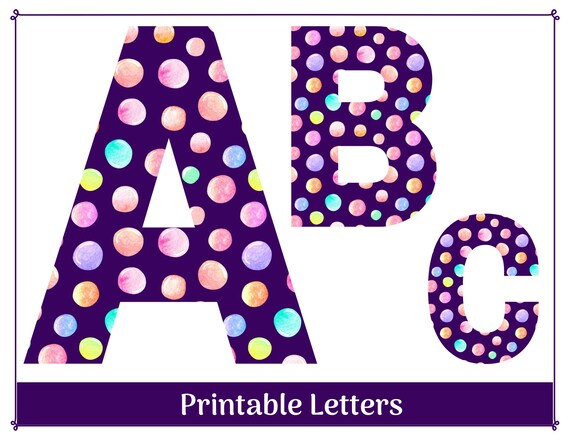 Purple Polka Dot Alphabet Clip Art Letters A-Z Printable & | Etsy