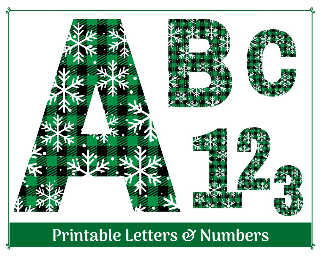 Christmas Plaid Snowflakes Bulletin Board Letters & Numbers | Uppercase ...