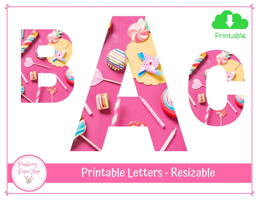 Pink Printable Birthday Candy Letters Printable Birthday - Etsy