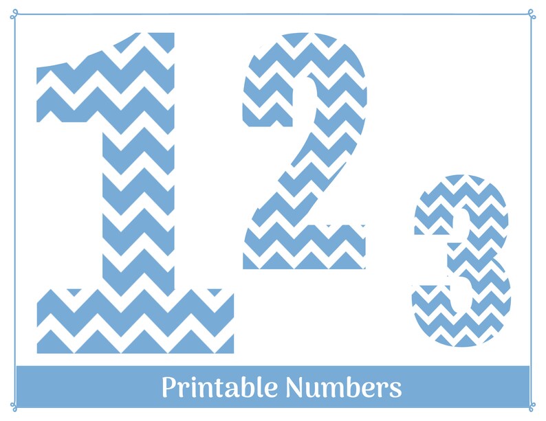 Blue Chevron Alphabet Letter Clip Art and Numbers 0-9 | Banner ...