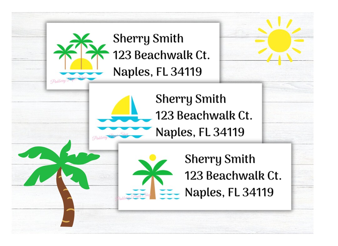 Tropical Palm Tree Return Address Labels: DIY Printable (digital ...