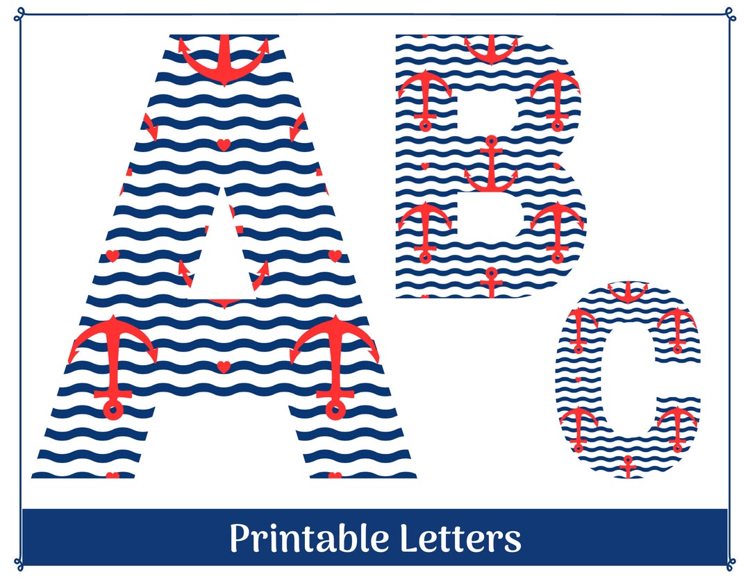 Nautical Alphabet Letters A-Z, Numbers 0-9 | Banner, Bulletin Board ...