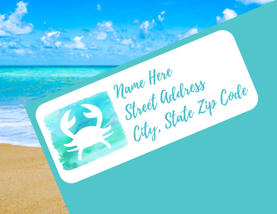 Watercolor Crab Address Label: Coastal Beach Theme (digital Download ...