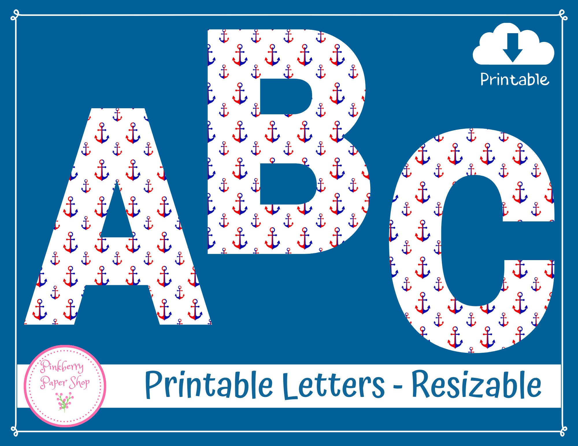 Printable Anchor Themed Scrapbooking Letters | Nautical Bulletin Board ...