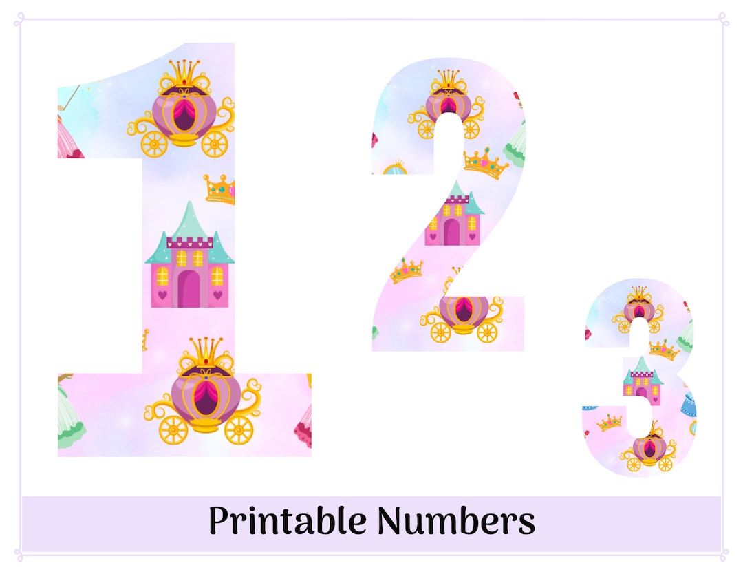 Princess Clip Art Numbers Printable & Resizable Princess - Etsy
