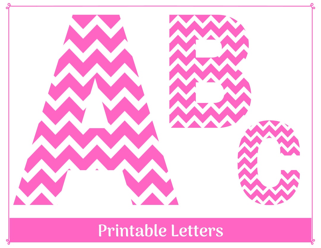 Pink Chevron Alphabet Clip Art Letters A-Z and Numbers 0-9 | Printable ...