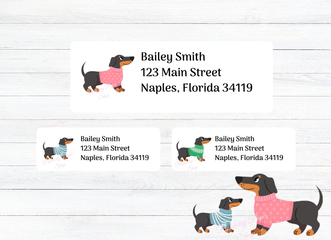 Dachshund in Sweater Address Labels | Winter Dachshund Address Labels ...