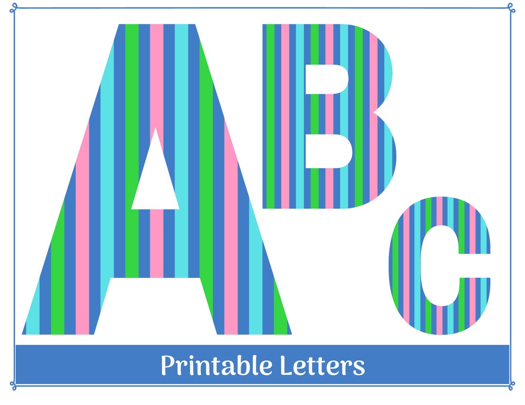 Striped Alphabet Letters & Numbers | Bulletin Board, Banner, Scrapbook ...