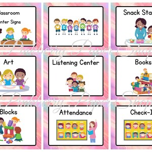 Watercolor Classroom Center Signs Preschool Centers Printable ...
