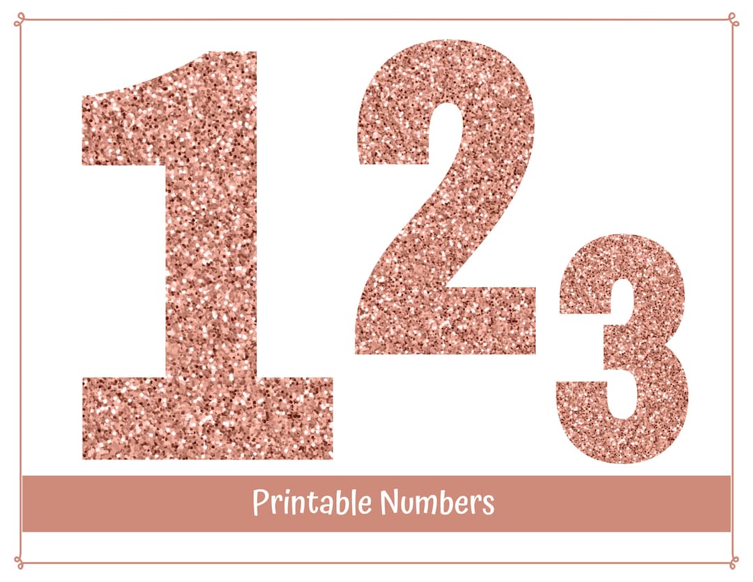 Rose Gold Glitter Printable Number Clip Art Resizable - Etsy