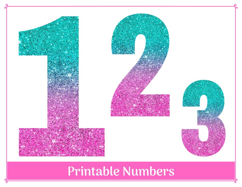 Purple Teal Glitter Classroom Calendar Numbers: Printable Activity ...
