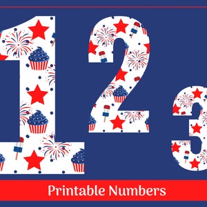 Patriotic Alphabet Clip Art Letters A-Z, Numbers 0-9 | 4th of July ...