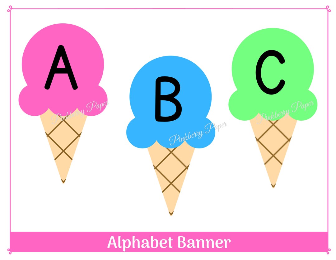 Ice Cream Alphabet Clip Art | Uppercase Letters A-Z | Summer Bulletin ...