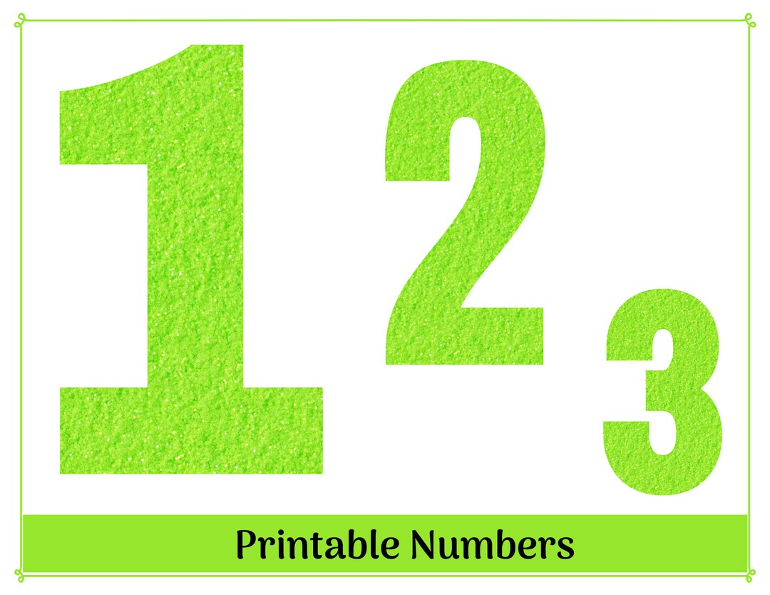 Lime Glitter Clip Art Numbers Printable & Resizable Numbers - Etsy