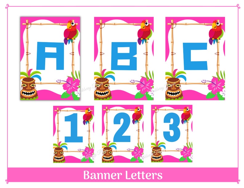 Tropical Tiki Banner Set Bamboo Alphabet Uppercase A-Z - Etsy