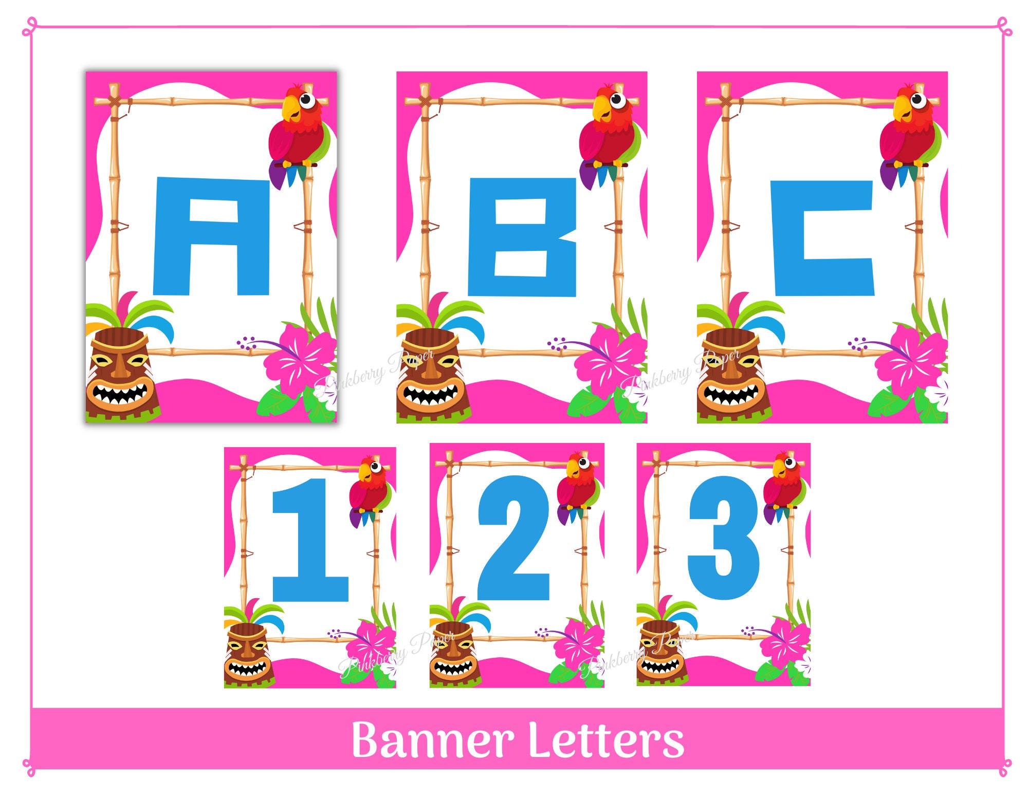 Tropical Tiki Banner Set | Bamboo Alphabet | Uppercase A-Z | Printable ...