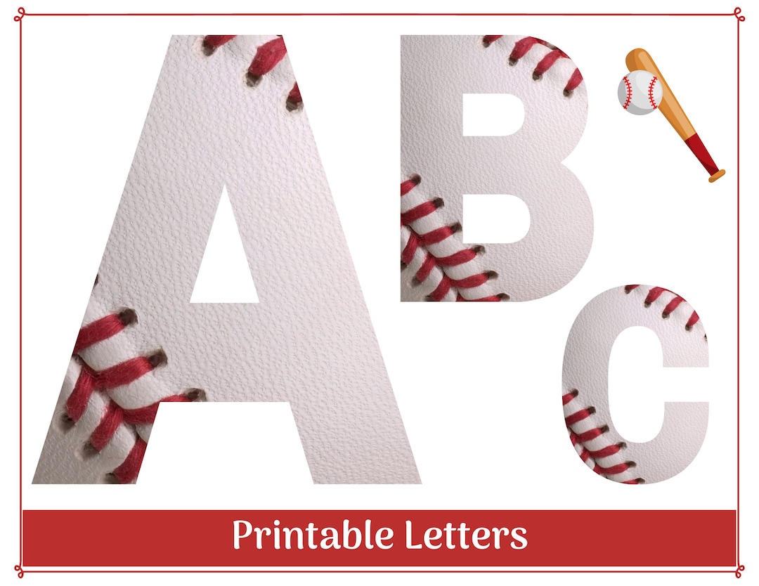Baseball Alphabet Clip Art: A-Z, 0-9 Printable Letters (digital ...