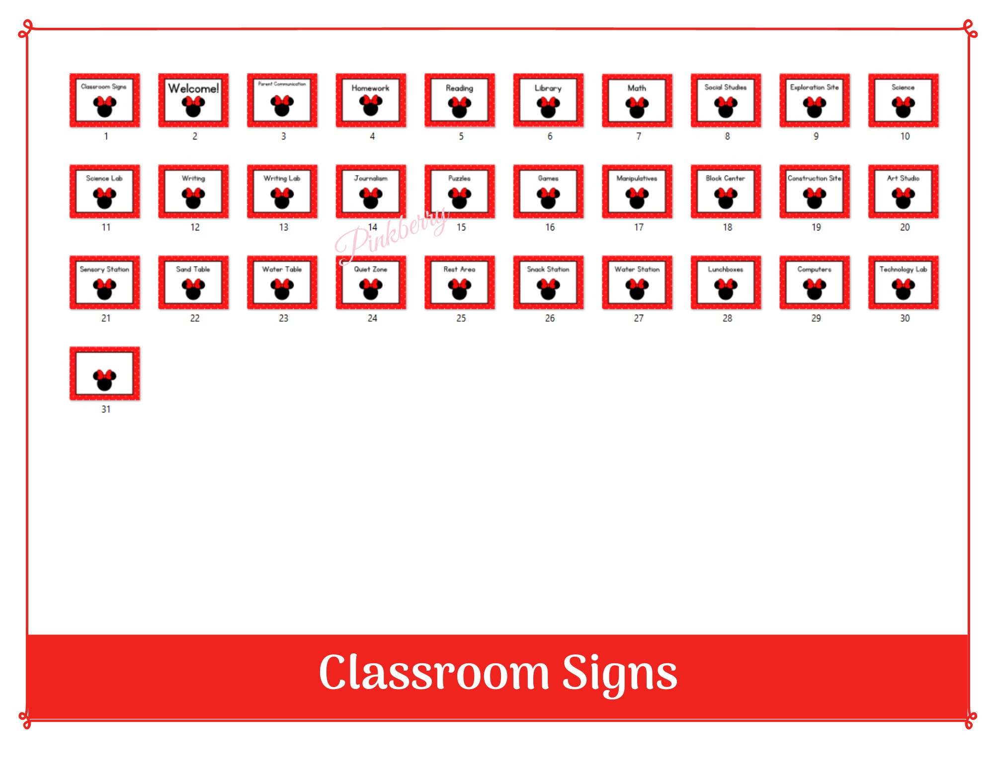 Minnie Inspired Classroom Center Signs | Preschool Centers | Printable ...