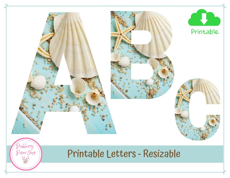 Seashell Scrapbooking & Bulletin Board Letters Printable - Etsy España