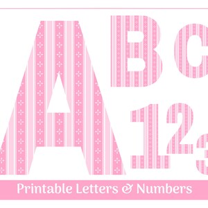 Pink Striped Alphabet Letters A-Z, Numbers 0-9 | Bulletin Board, Banner ...