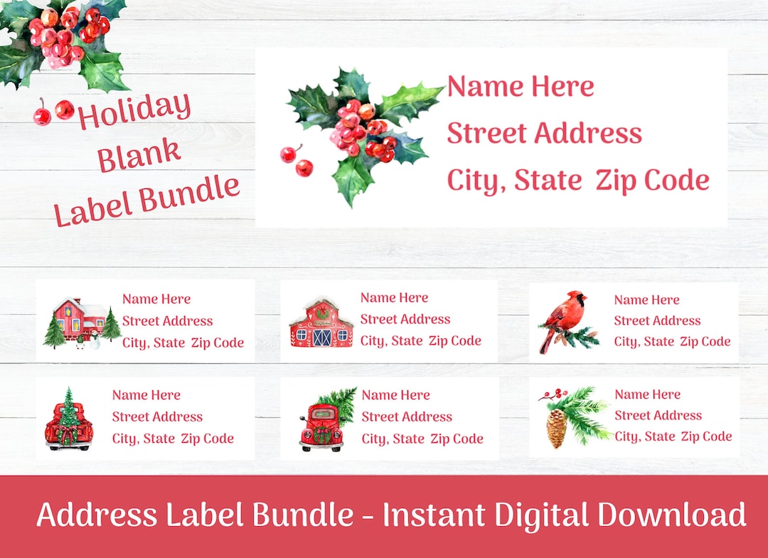 Christmas Holiday Return Address Label Bundle christmas Farm Collection ...