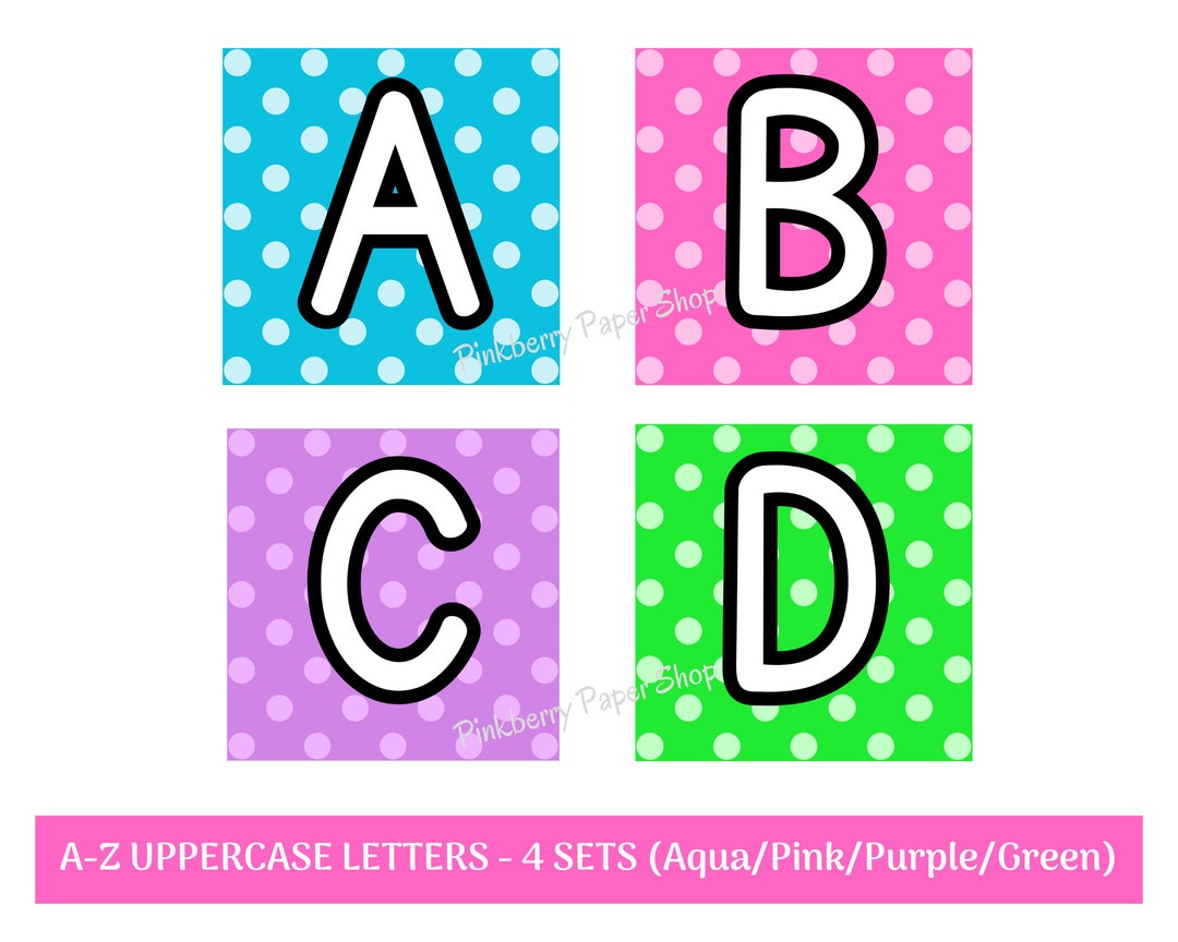 Polka Dot Alphabet Letters: Bright Classroom Sign (printable) - Etsy
