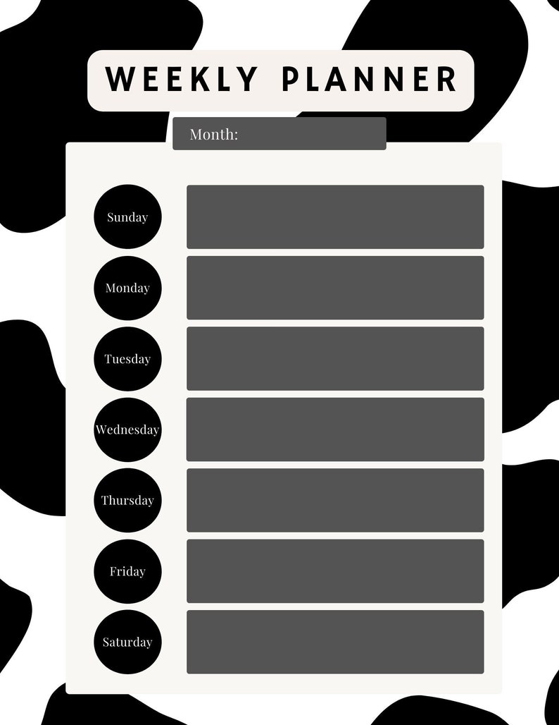 Cowprint Weekly Planner - Etsy