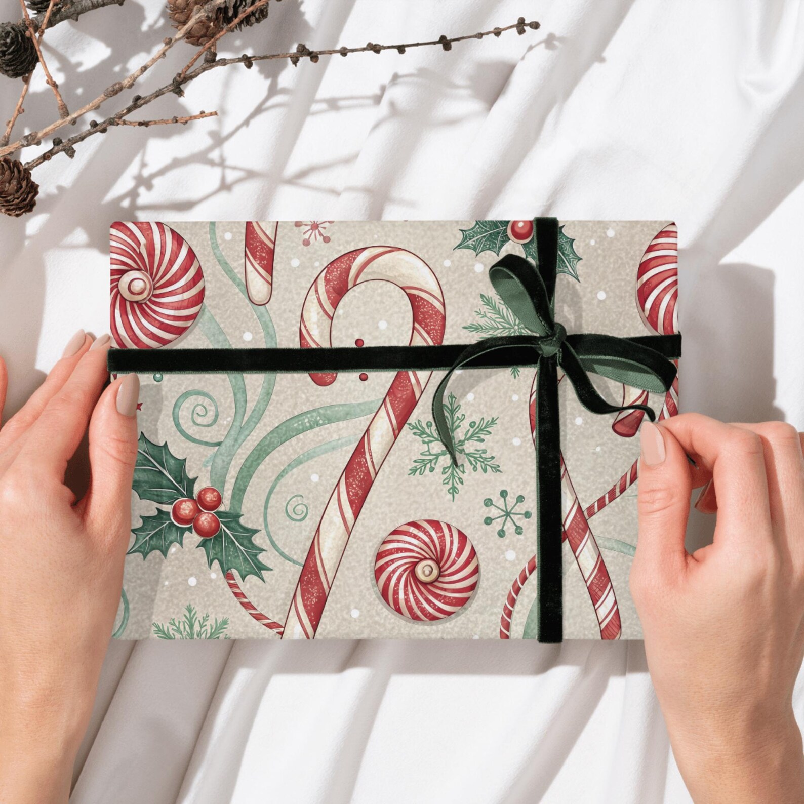 Christmas Candy Cane Digital Paper, PNG, Holiday Scrapbook Paper ...