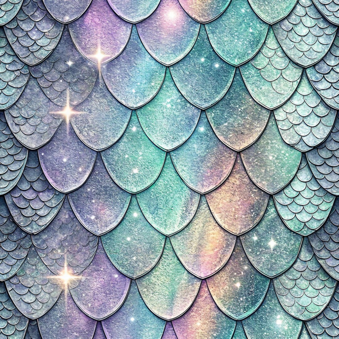 Seamless Digital Mermaid Scales, Iridescent Snakeskin Pattern, Fantasy ...
