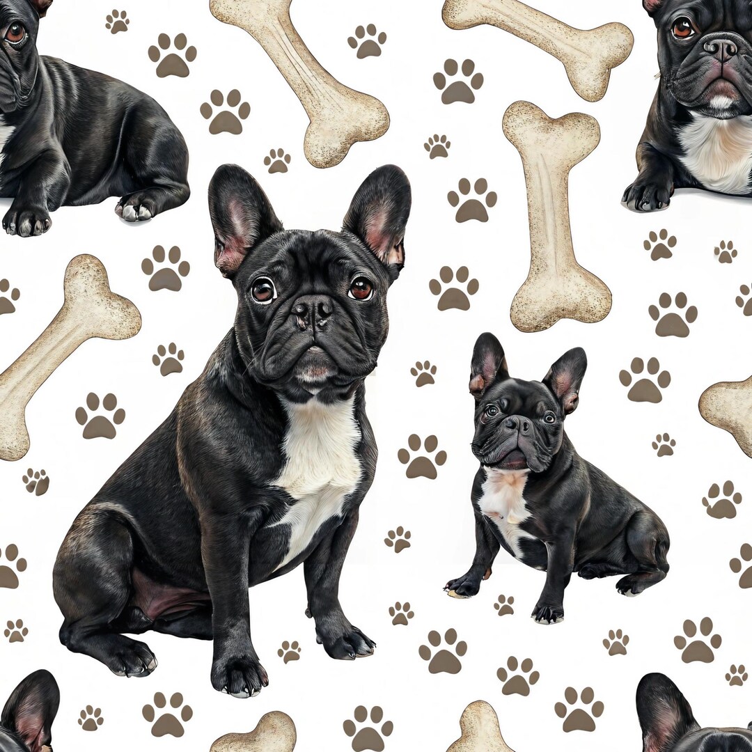 Digital French Bulldog Pattern: Repeating Seamless Dog Breed Animal ...