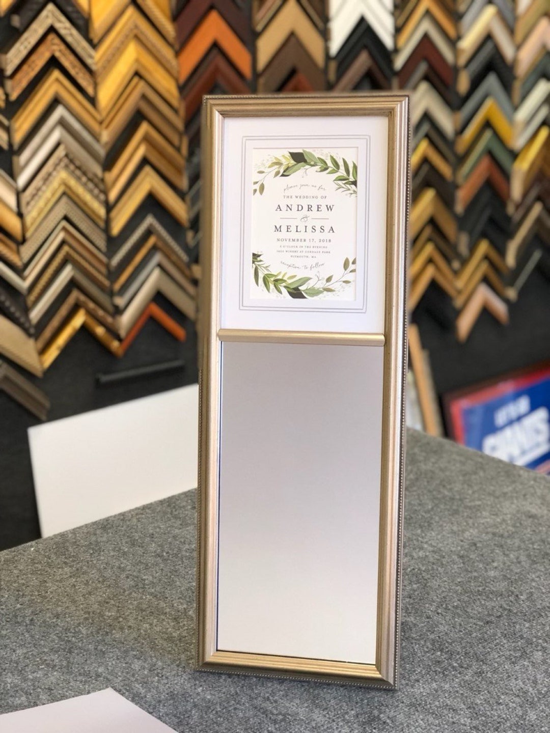 Framed Wedding Invitation Mirror Keepsake - Etsy