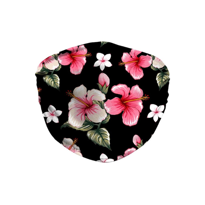 Pretty Face Mask, Cute Floral Face Mask For Women Pink and Black ...