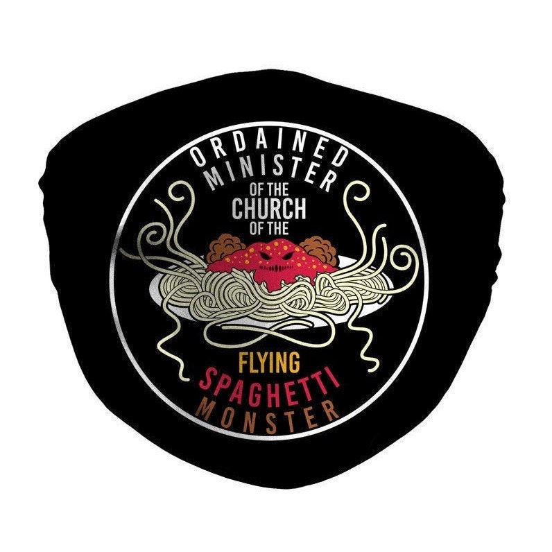 FSM Flying Spaghetti Monster Face Mask, Pastarfarian Half Mask Fabric ...